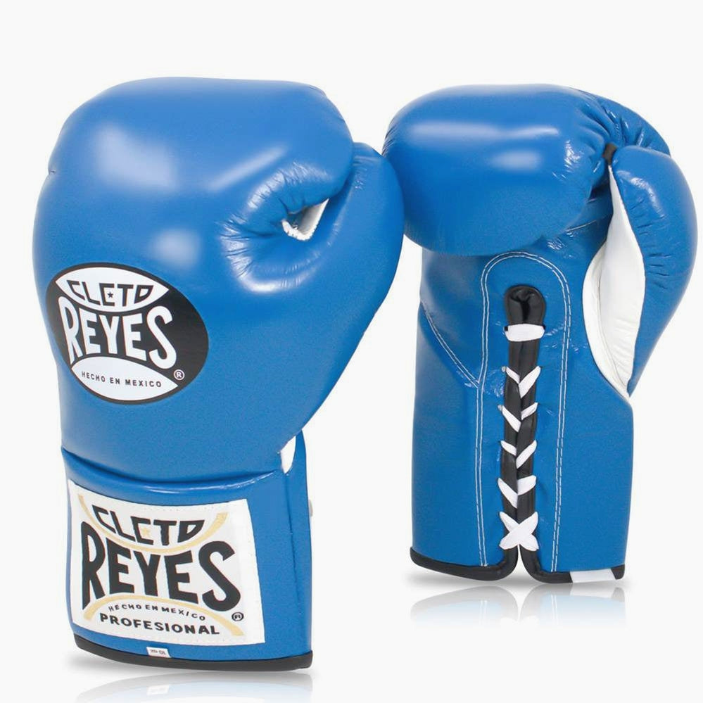 Gants de boxe Cleto Reyes Professionnel CB2 Bleu avec lacets – Combat Arena